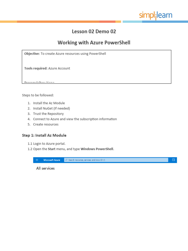 02 Working With Azure Powershell | PDF | Software | Utility Software