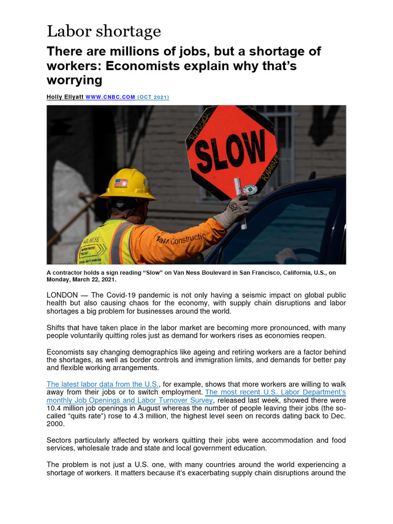 Handout - Labor Shortages | PDF | Labour Economics | Economics