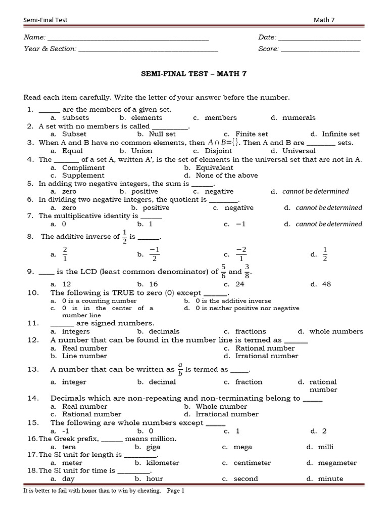 Math 7 Finals | PDF | Circle | Angle