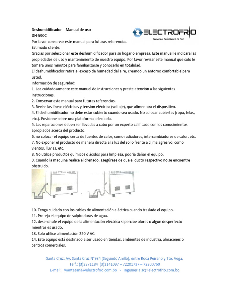 Deshumidificador, Manual de Uso - DH-590C | PDF
