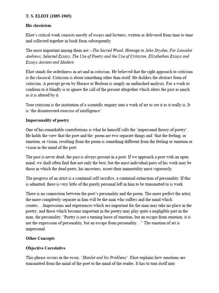 TS Eliot | PDF | T. S. Eliot | Poetry