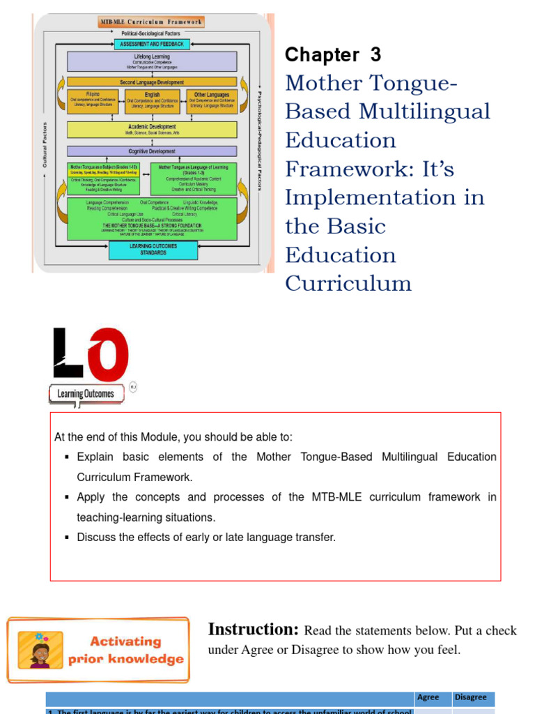 MTB - MLE Curriculum Framework | PDF | Second Language | Fluency