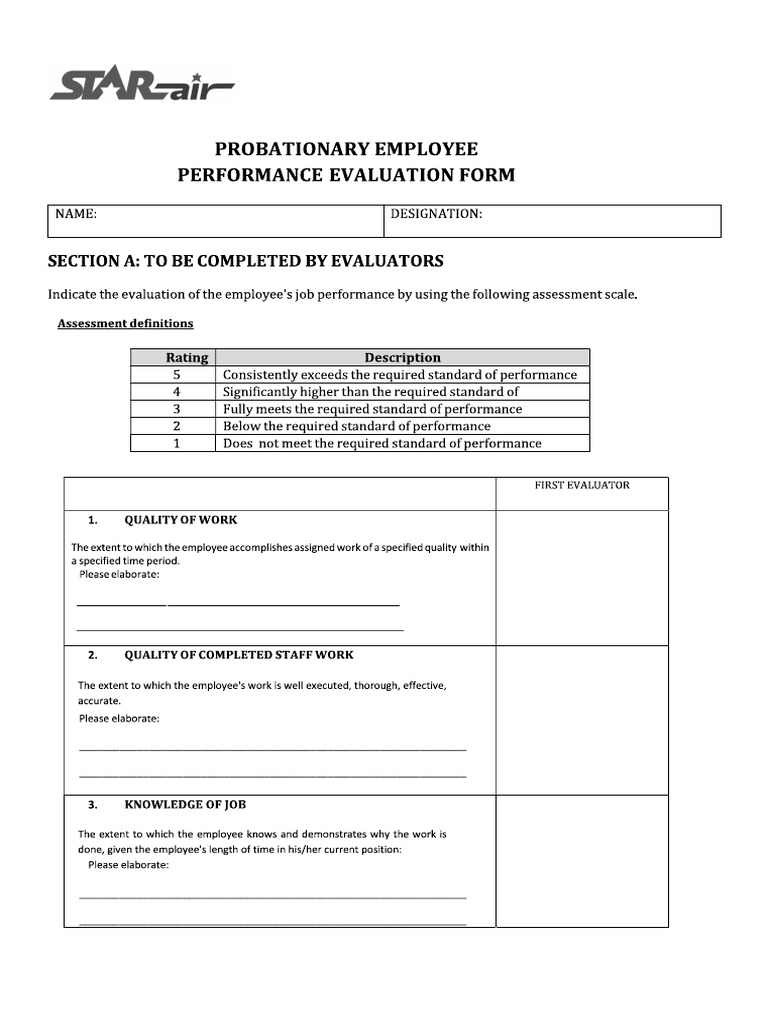 Probationary Evaluation Form | PDF