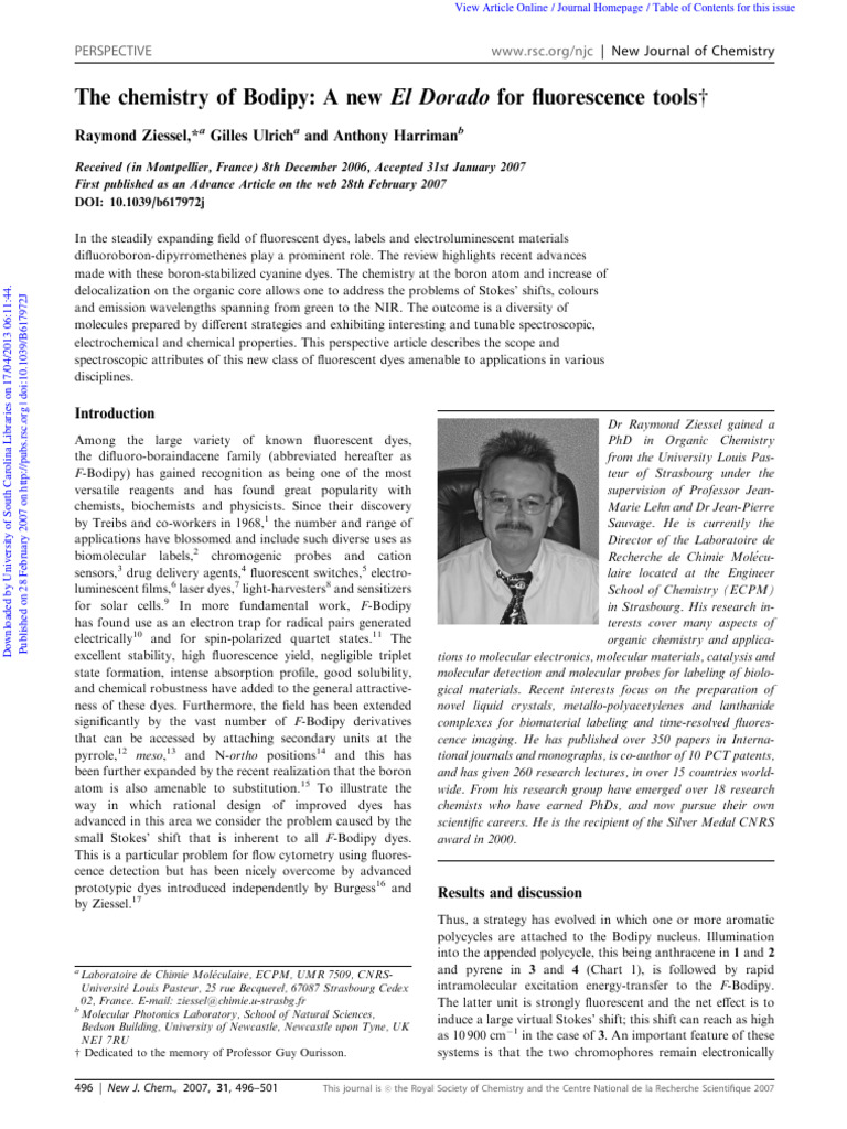Advances in Bodipy Fluorescent Dyes | PDF | Fluorescence | Emission ...