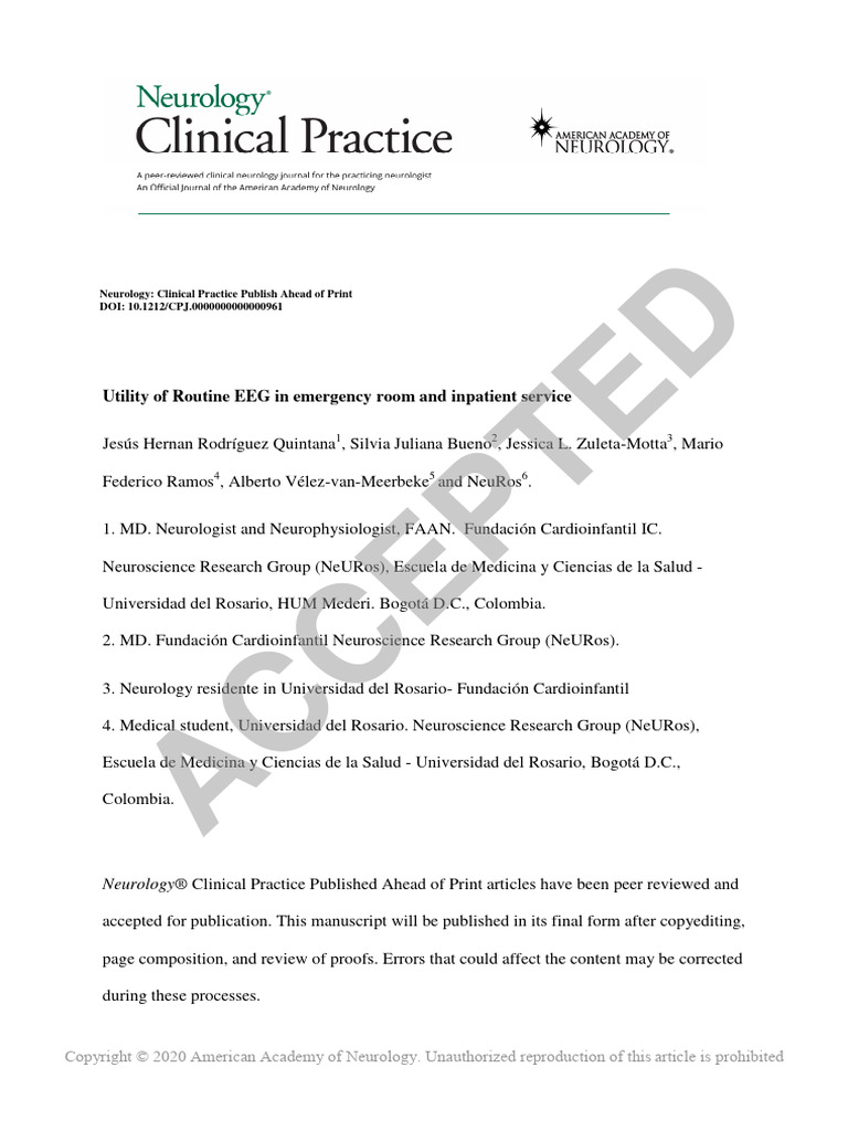 Utility of Routine EEG in Emergency Room and Inpatient Service | PDF ...