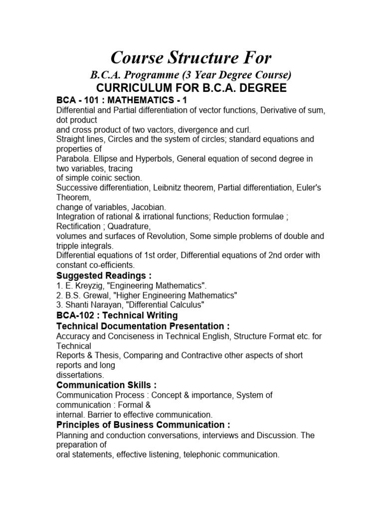 Old_Course_Structure_For_bca | PDF | Computer Network | Logic Gate