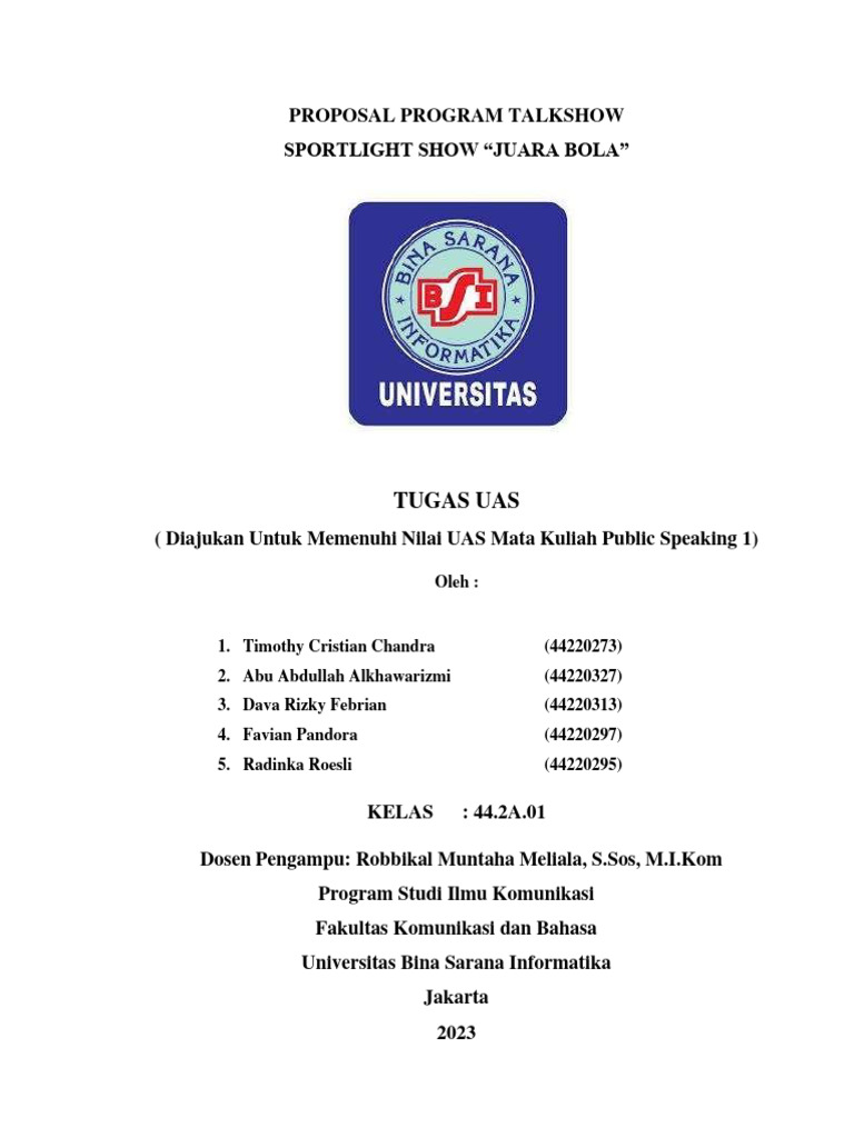 Proposal Talkshow Public Speaking 1 | PDF
