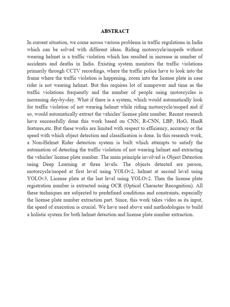 Helmet Detection And License Plate Recognition Using Cnn Pdf