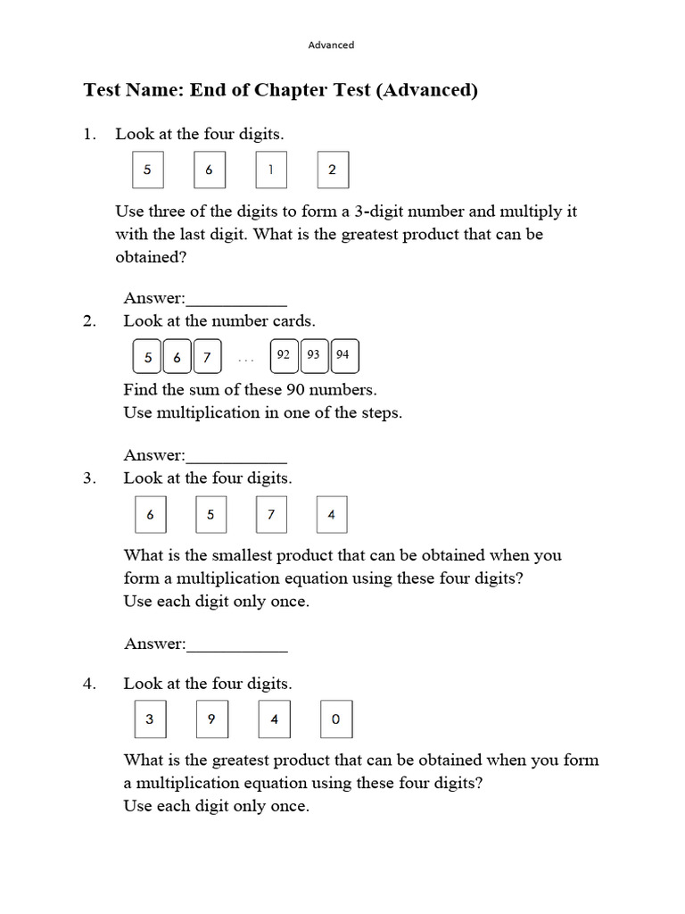 3A 06 End of Chapter Test Advanced | PDF