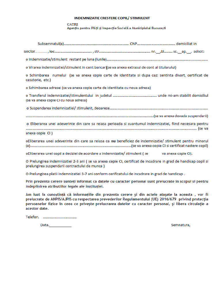 12 - Cerere Adev Indemn | PDF