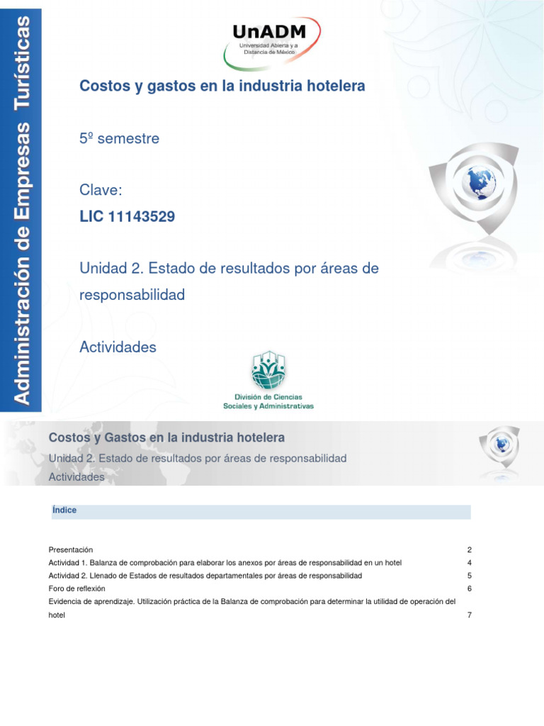 ACGH U2 Act | PDF | Hotel | Estado de resultados