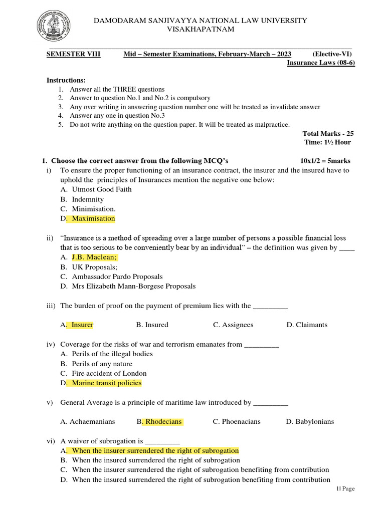 08-6 Insurance Laws, Mids 2023 | PDF | Insurance | Subrogation