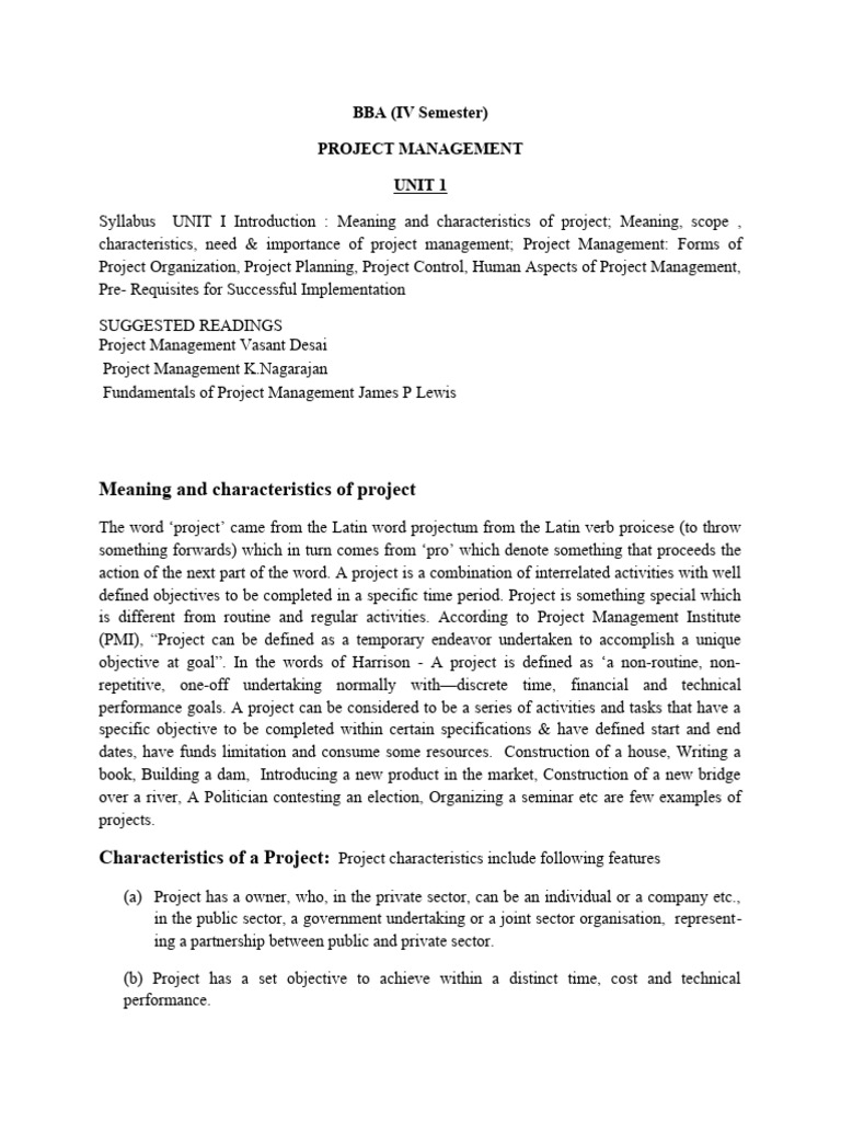 Unit 1 | PDF | Project Management | Organizational Structure