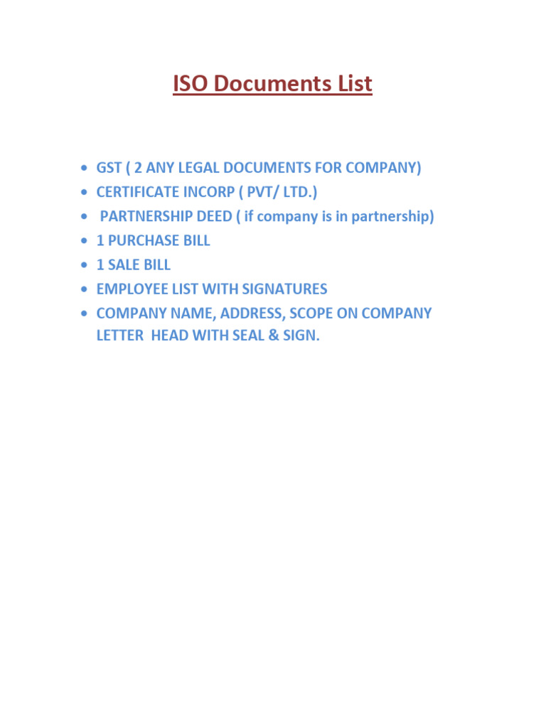 ISO Documents List 4 (3) (4) | PDF