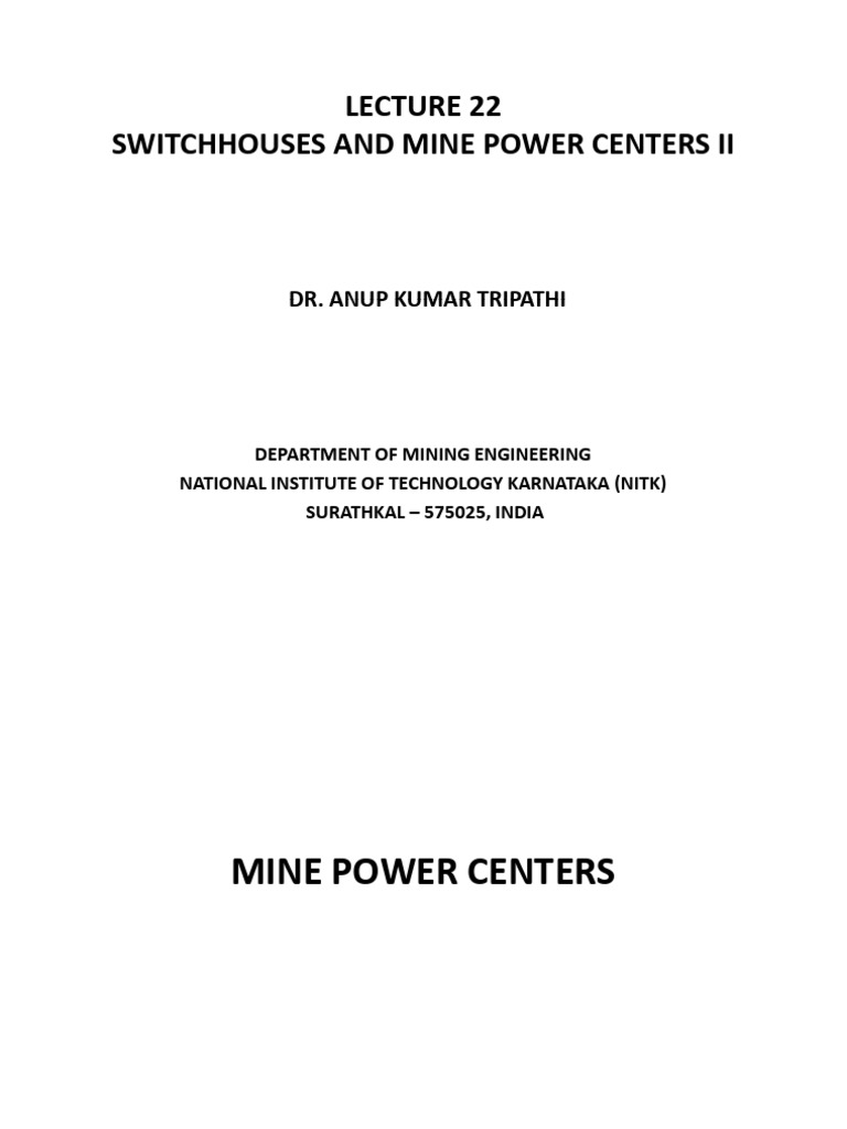 Mine Power Centers Overview and Components | PDF | Switch | Transformer