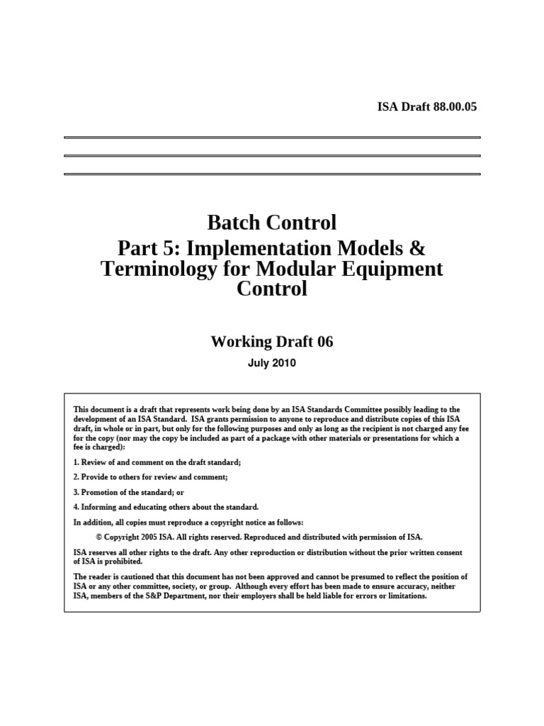 Isa-Tr88 00 05-2010 | PDF | Standardization | Automation