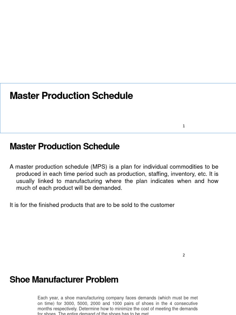 MPS and MRP Schedule | PDF | Enterprise Resource Planning | Production ...