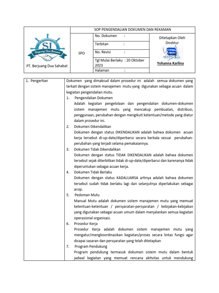 Sistem Pengendalian Dokumen HSSE | PDF