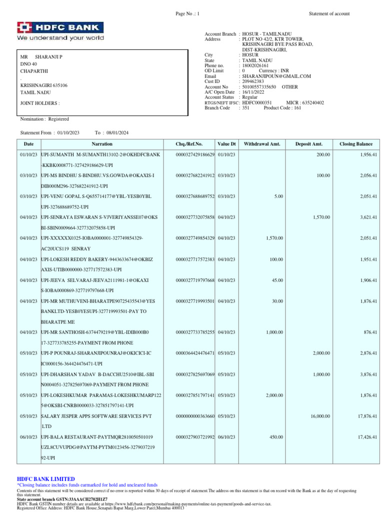 October 2023 Bank Statement Summary | PDF | Personal Finance ...