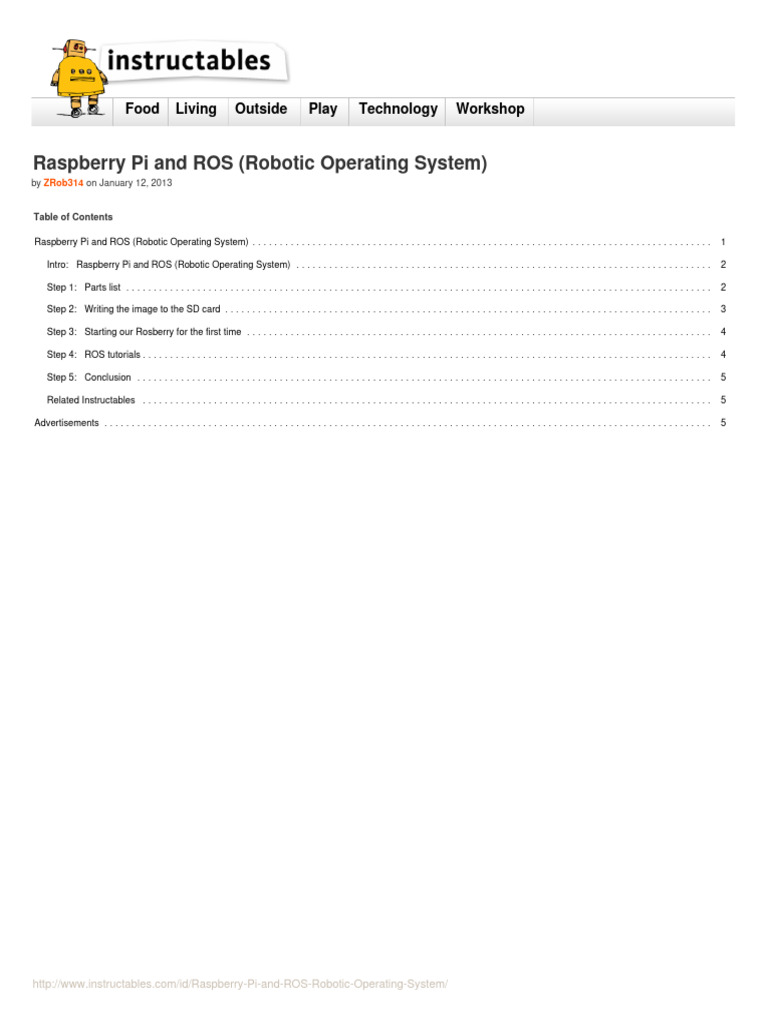 Raspberry Pi And Ros Robotic Operating System Pdf Raspberry Pi Usb