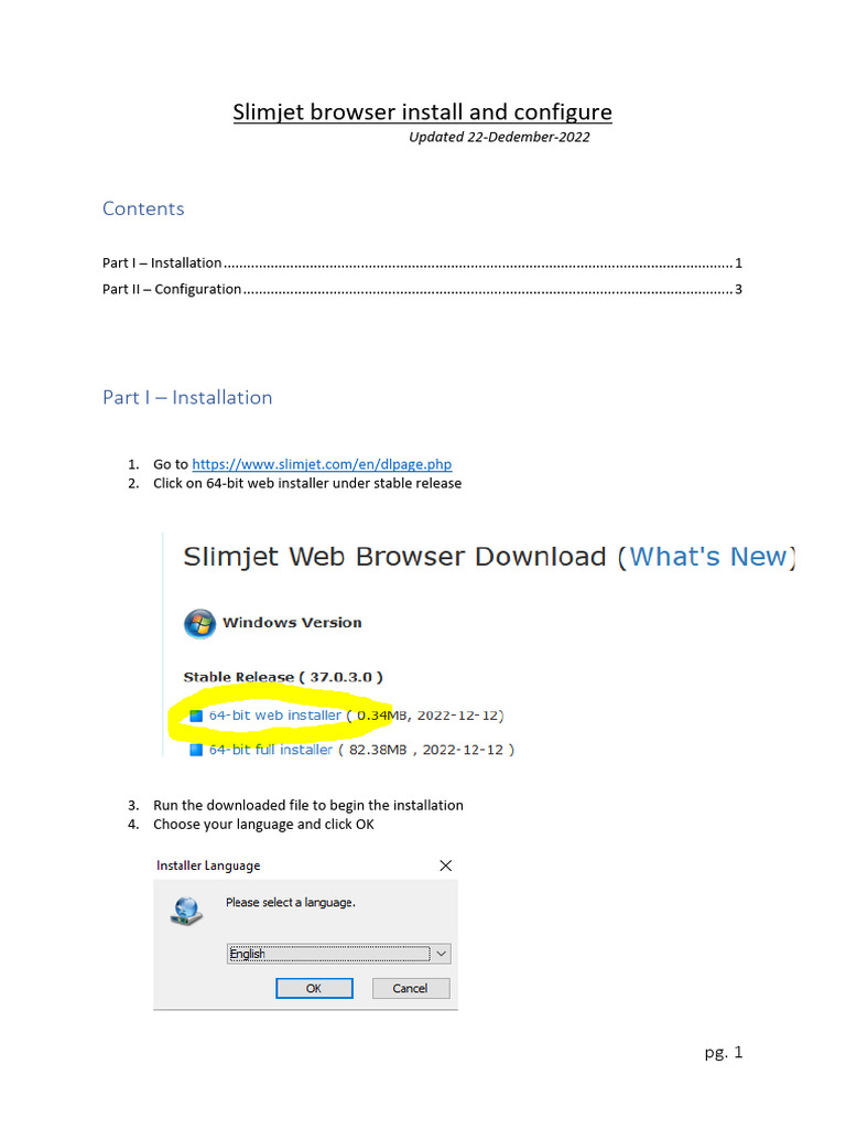 Slimjet install and configure | PDF | Proxy Server | World Wide Web