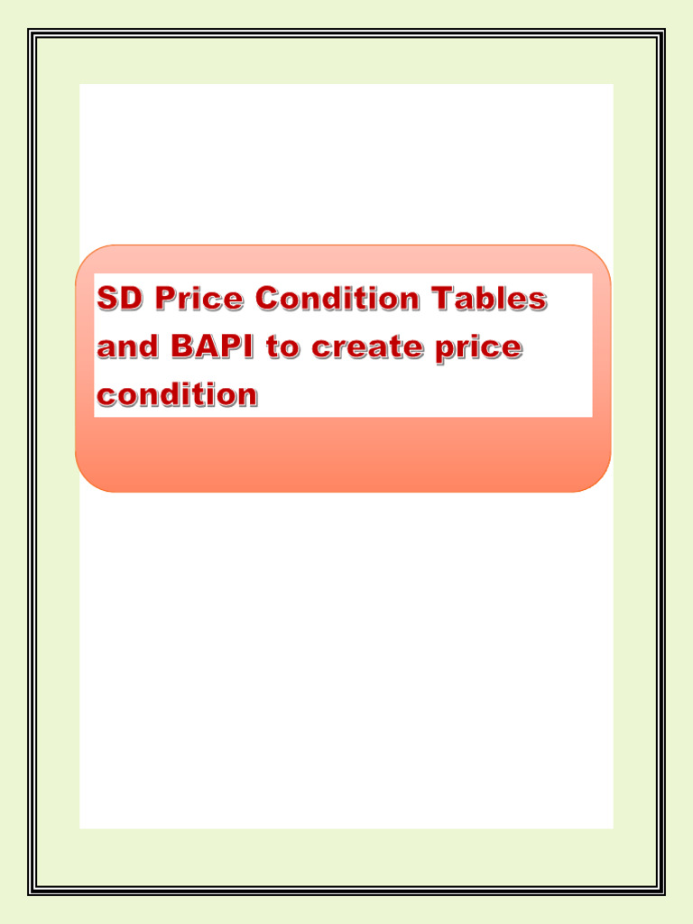 SD Price Condition Tables | PDF | Computing | Computer Programming