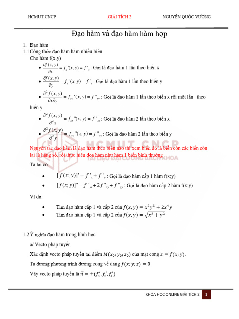 Đ o Hàm Và Đ o Hàm Hàm H P | PDF