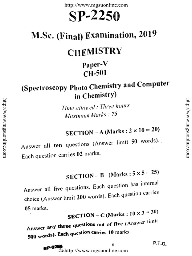 MSC Final Chemistry p5 Spectroscopy Photo Chemistry and Computer | PDF