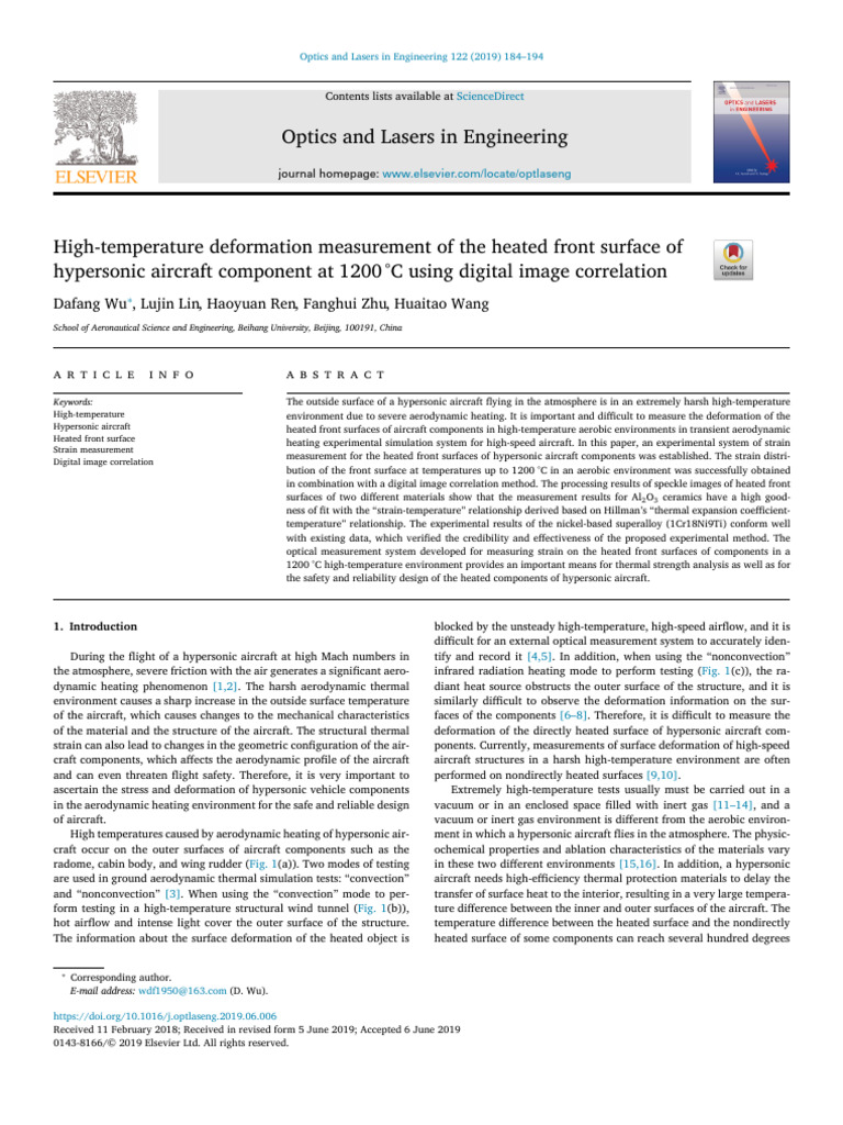 High-Temperature Deformation Measurement of The Heated Front Surface of ...