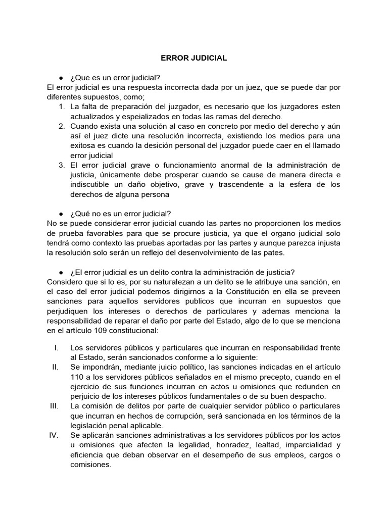 ERROR JUDICIAL TAREA | PDF | Justicia | Crimen y violencia