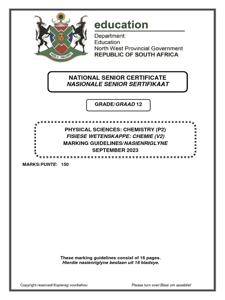 NW NSC Physical Sciences P2 Eng Afr MG Sept 2023 | PDF