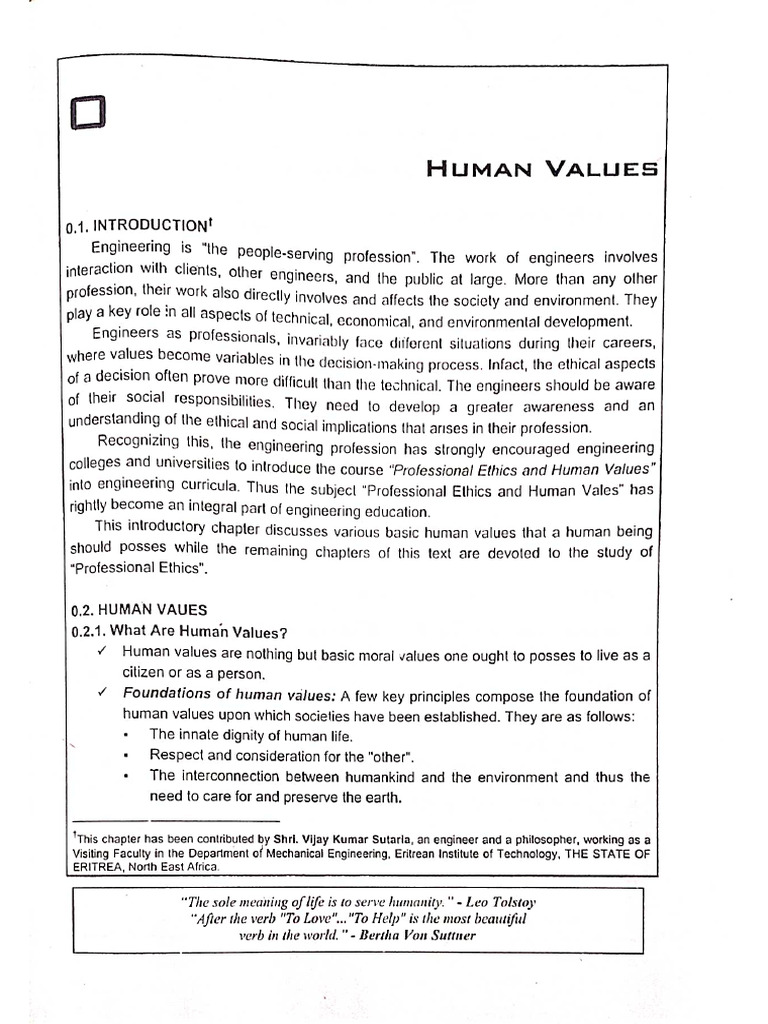 Professional Ethics-Unit 1 | PDF