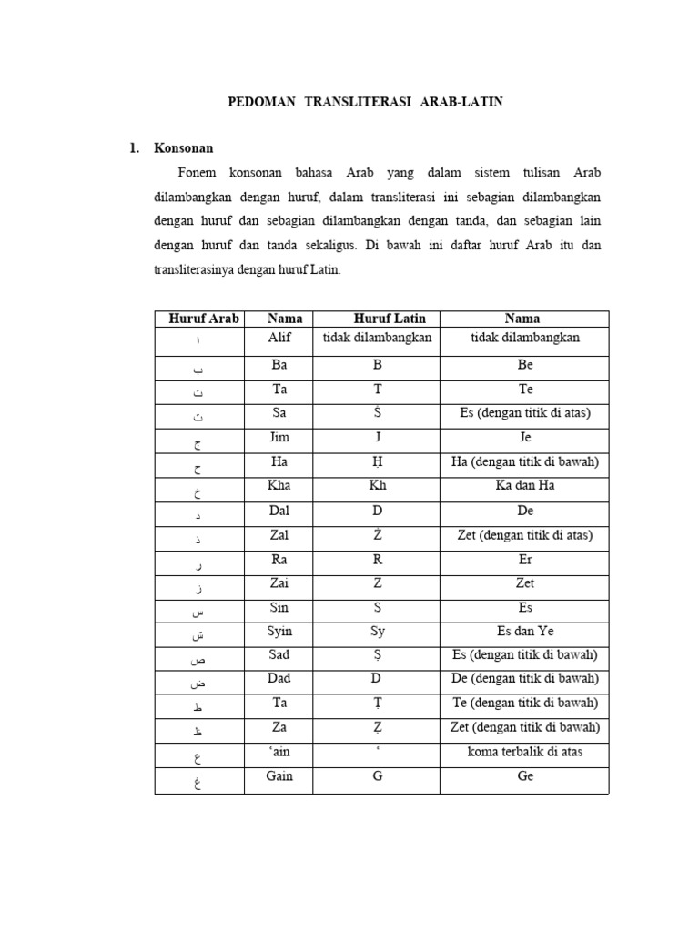Pedoman Transliterasi Arab-Latin | PDF