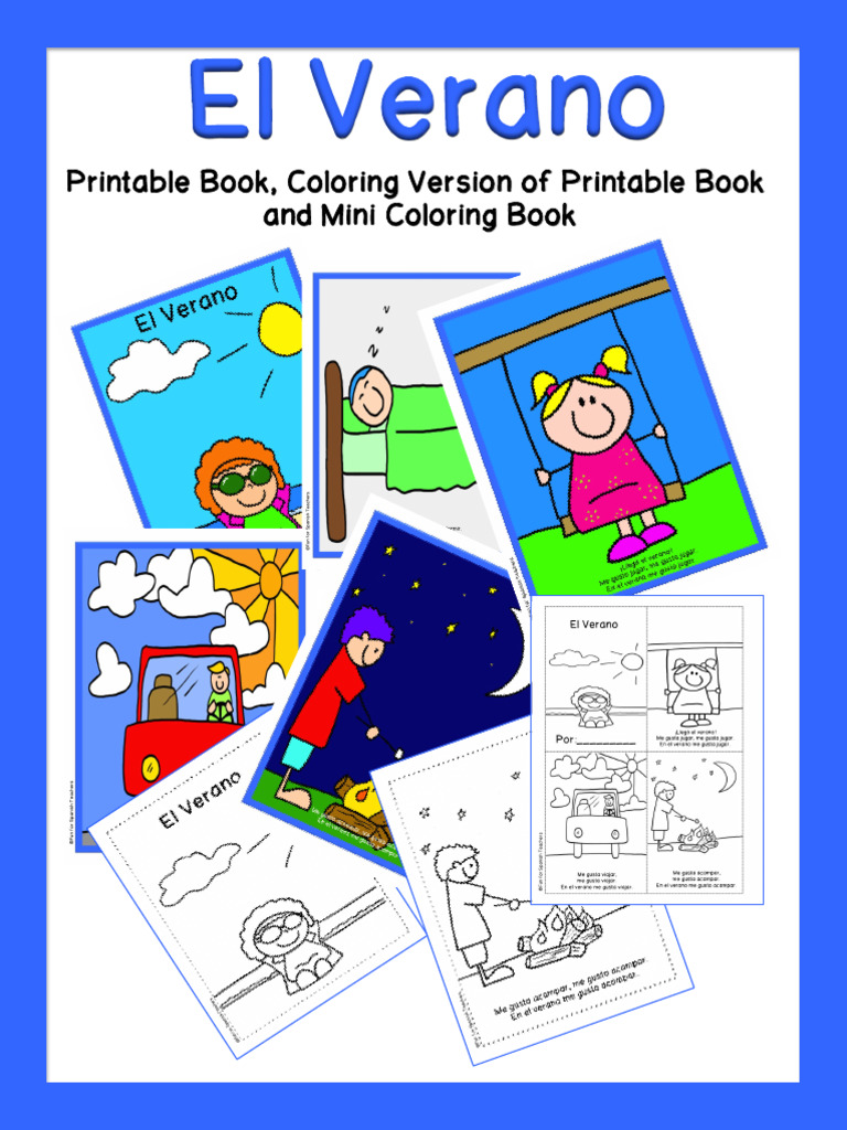 Summer Printable Bookand Mini Coloring Book Spanish | PDF