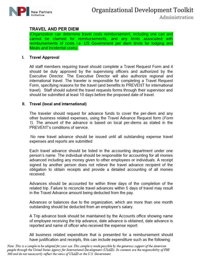 Travel Policies Forms | Download Free PDF | Per Diem | Business