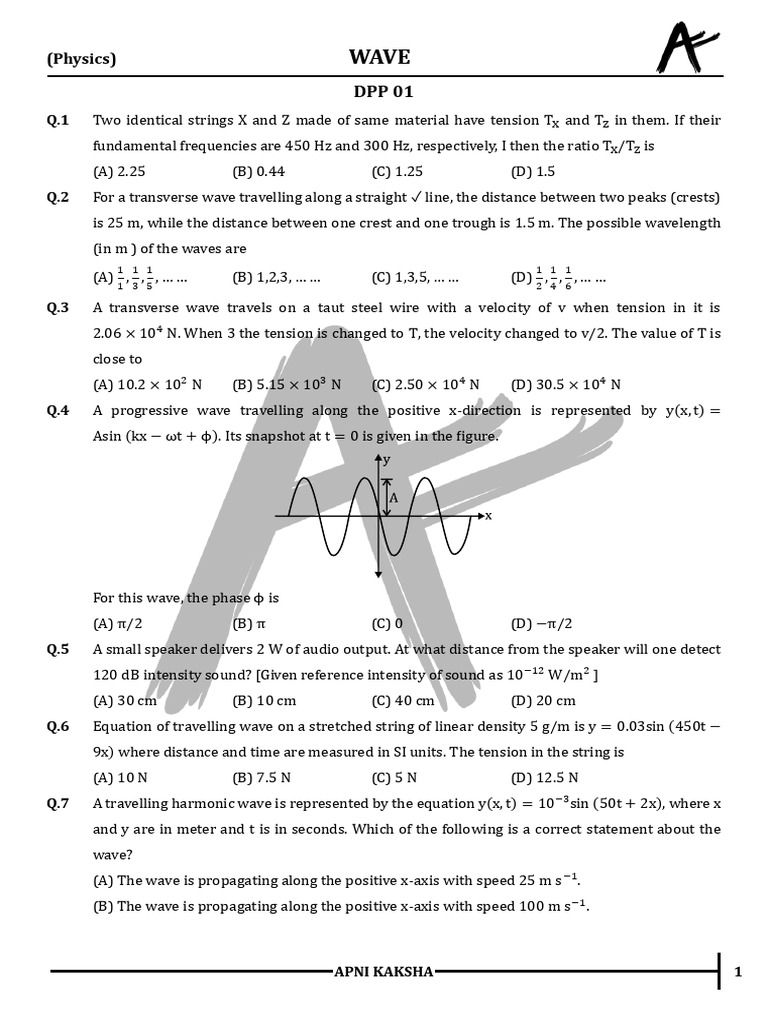Sheet - 01 - Waves | PDF | Waves | Physical Phenomena