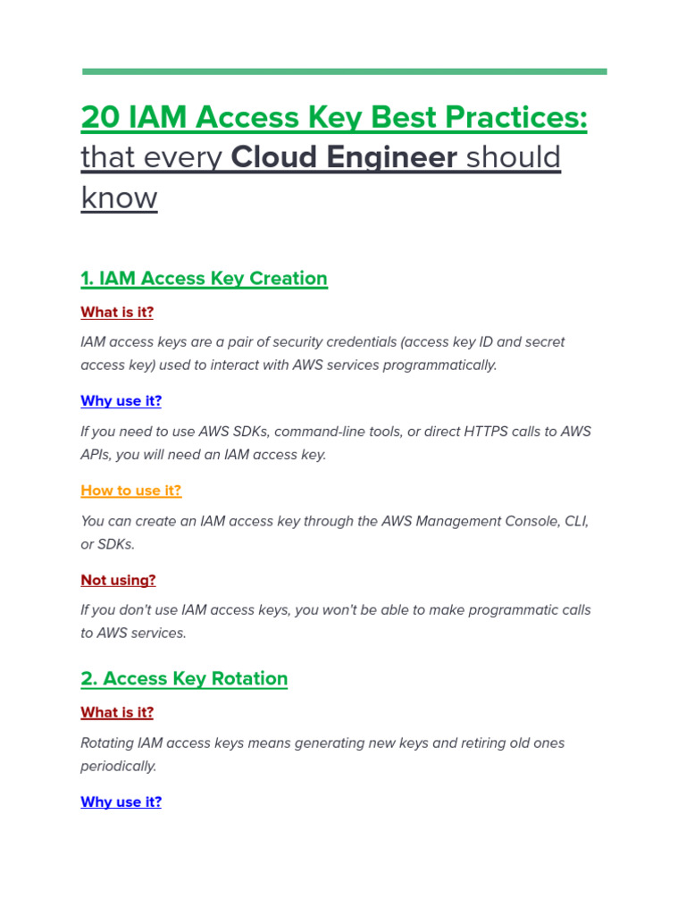 20 IAM Access Key Best Practices | PDF | Superuser | Command Line Interface