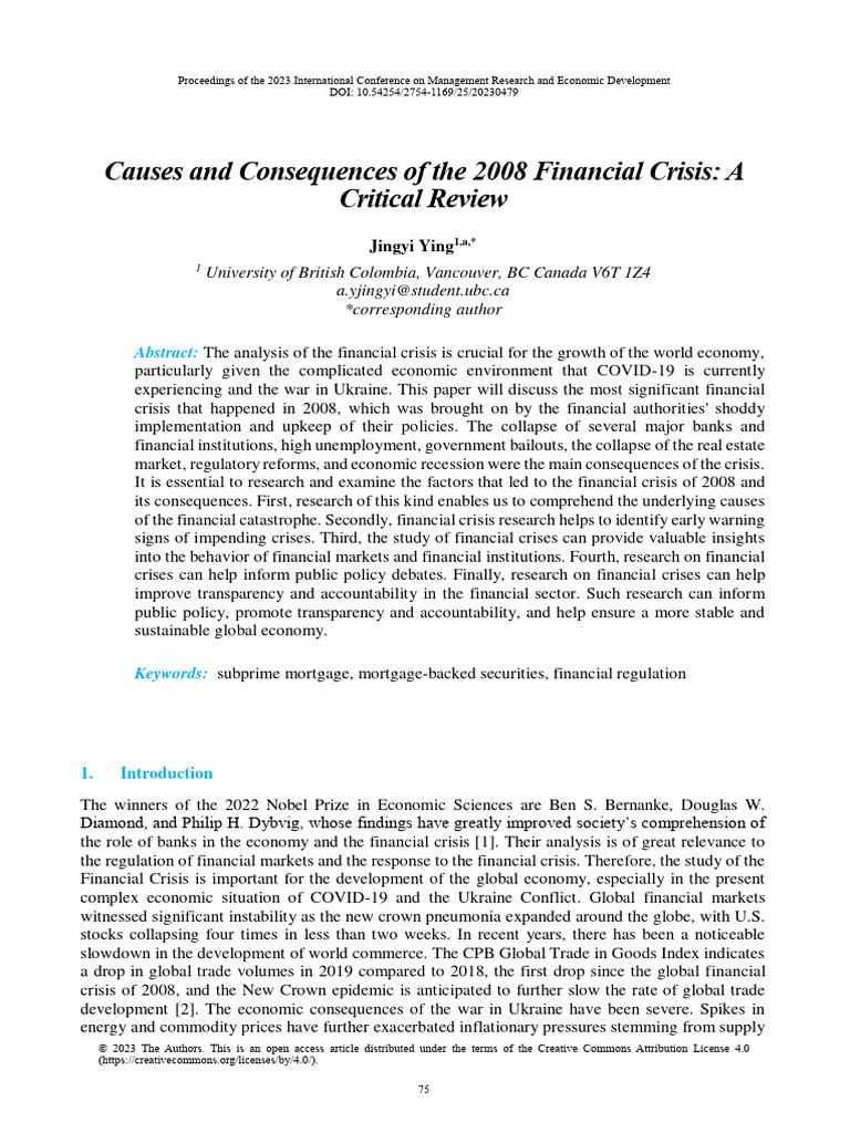 Causes and Consequences of The 2008 Financial Cris | PDF | Basel Iii ...