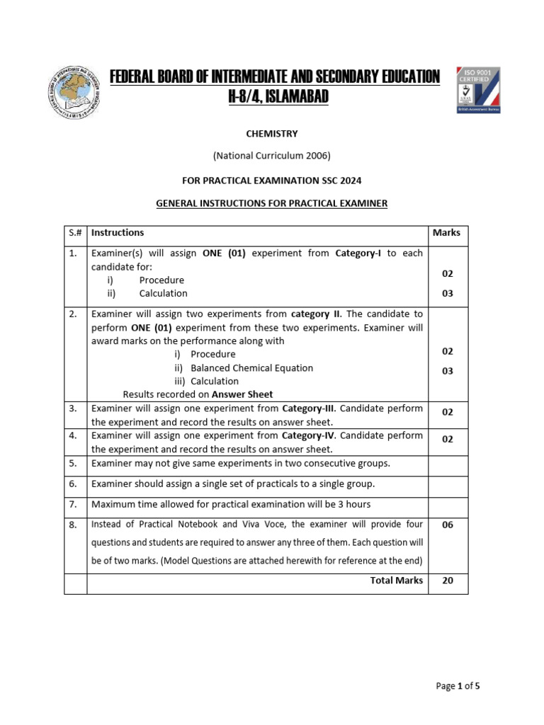 Federal Board of Intermediate and Secondary Education H-8/4, Islamabad ...