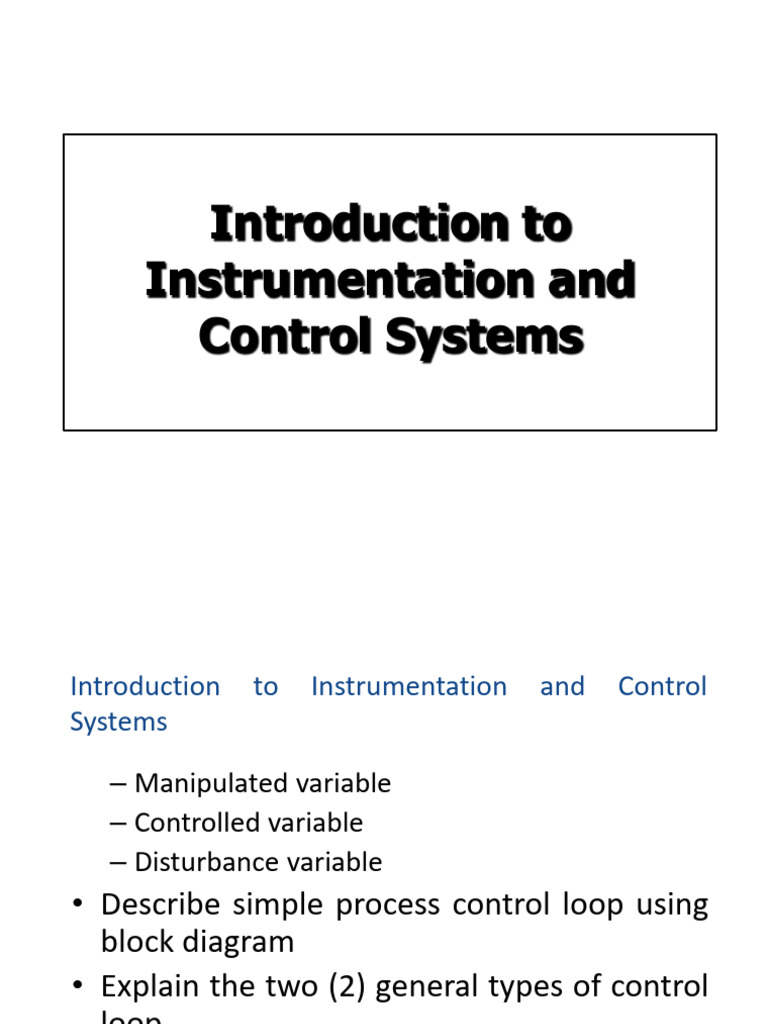 Introduction To Instrumentation and Control System | PDF | Feedback ...