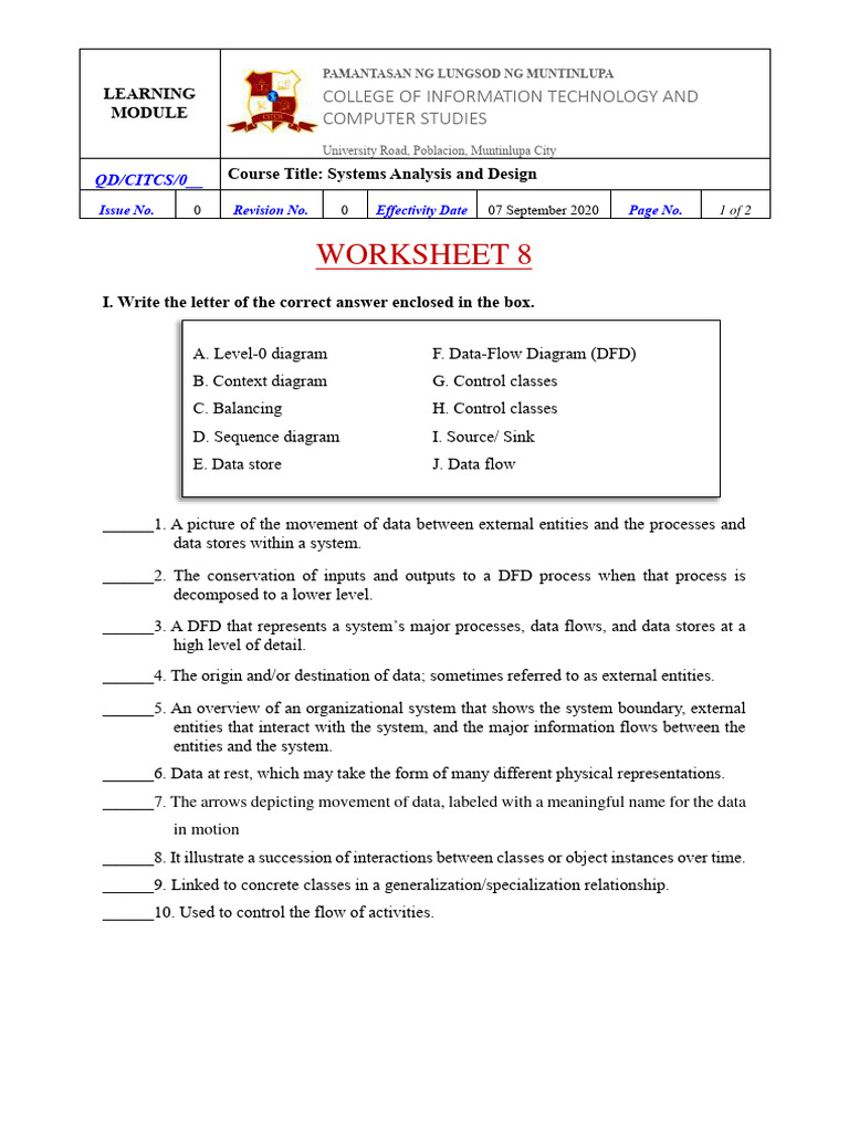 Work Sheet No - 8 | PDF | Computing | Information Technology