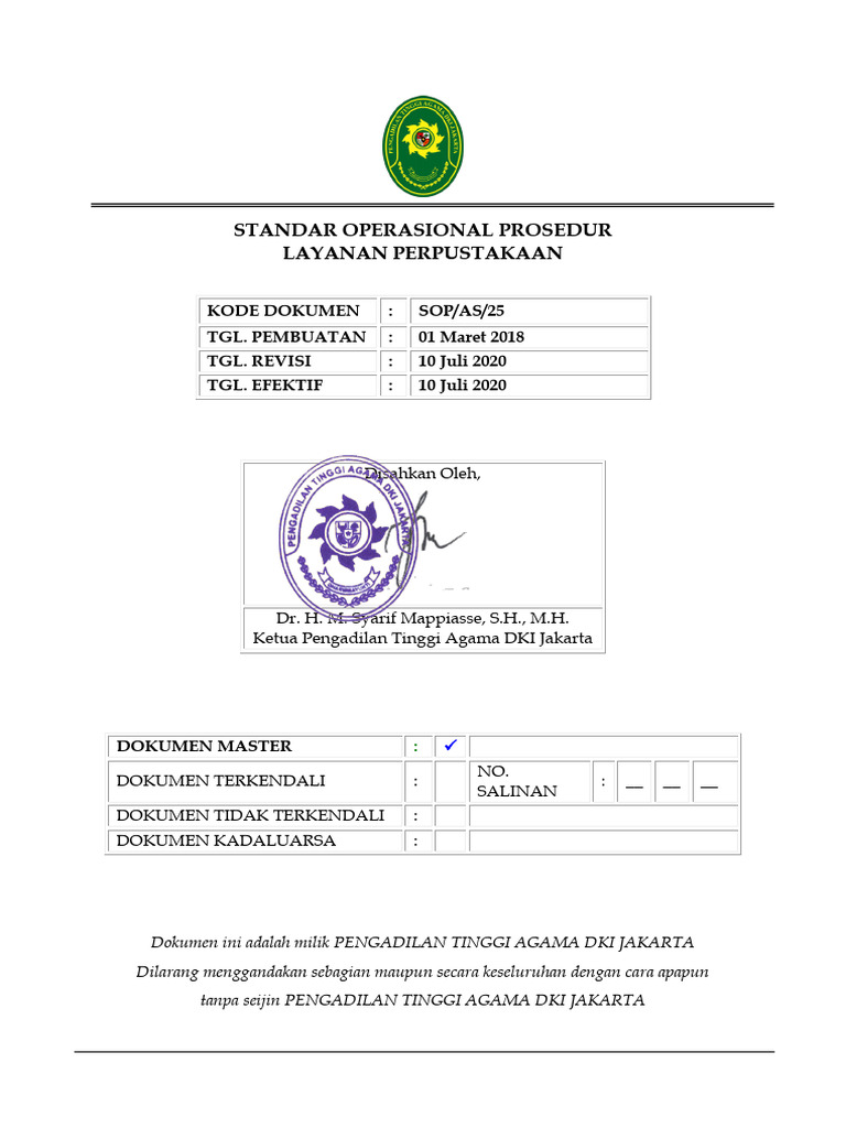 Sop - As - 25 Layanan Perpustakaan | PDF