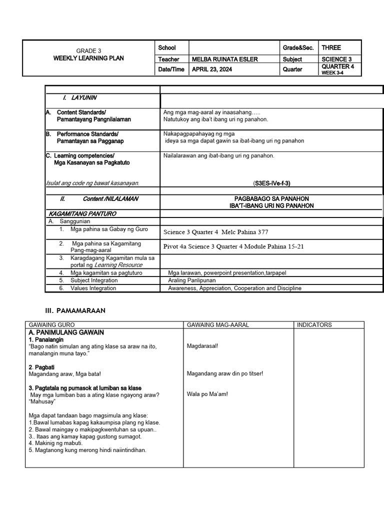 GRADE-3-Science-LP. O3 | PDF