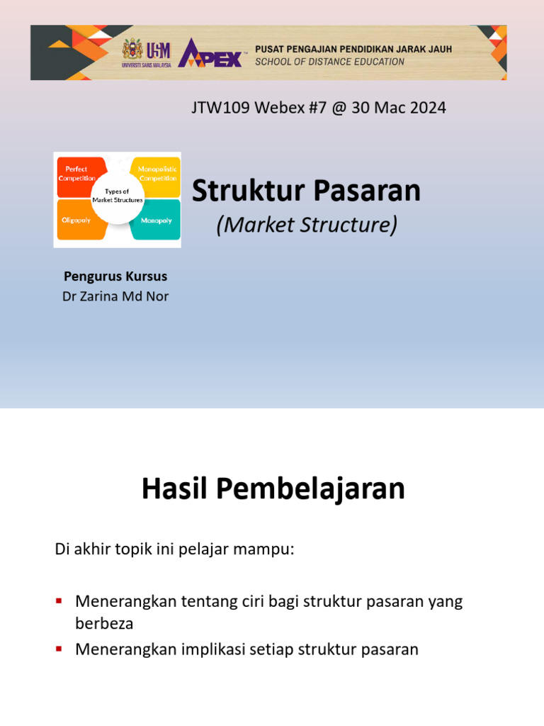 JTW109 Webex #6 at 30 Mac 2023 Struktur Pasaran | PDF