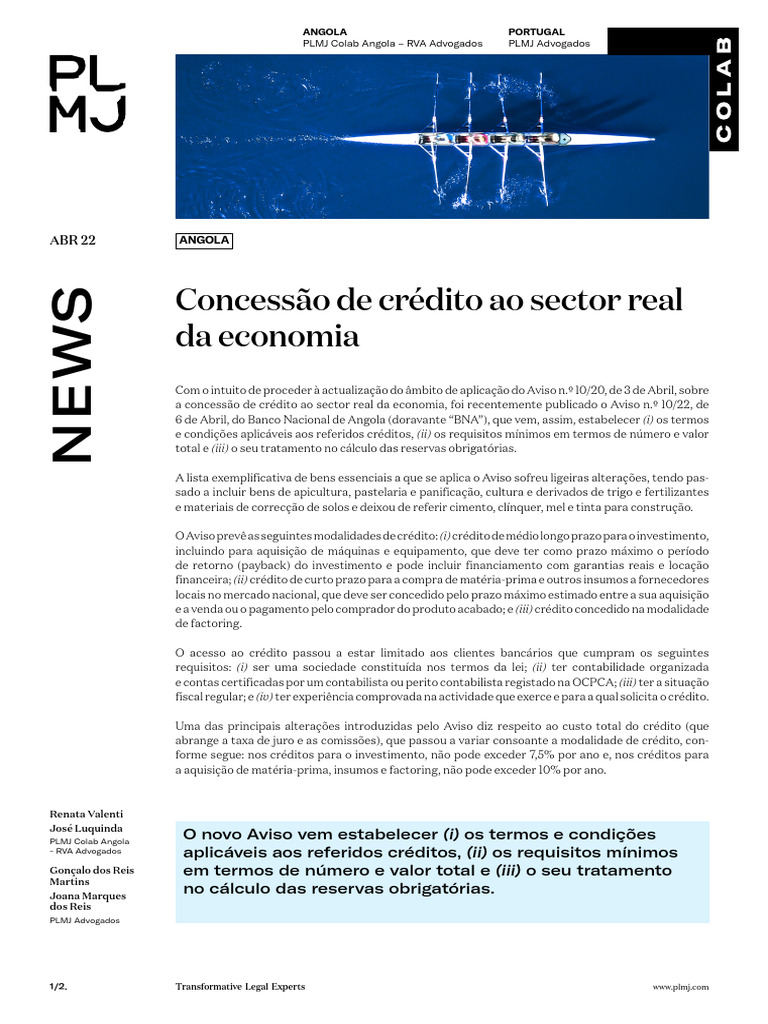 Atualização sobre Crédito em Angola | PDF | Crédito | Finanças e ...