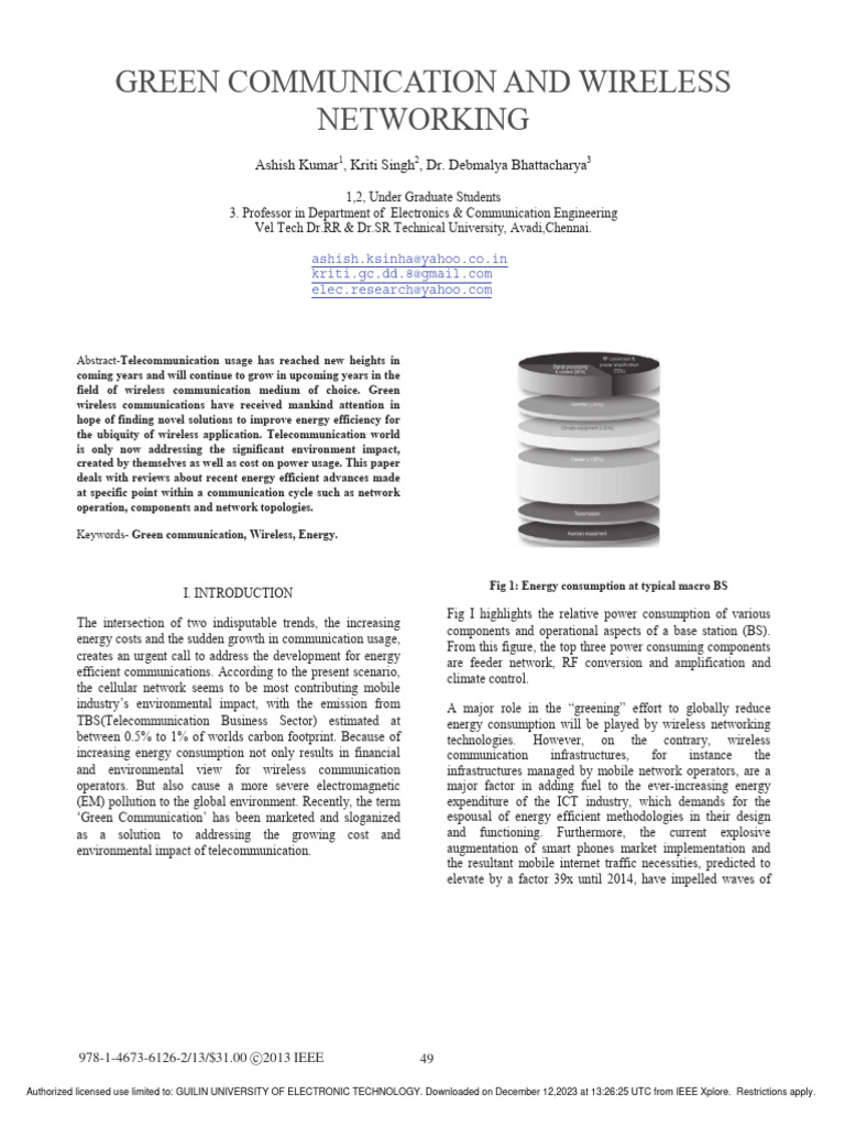 Green Communication and Wireless Networking | PDF | Computer Network ...