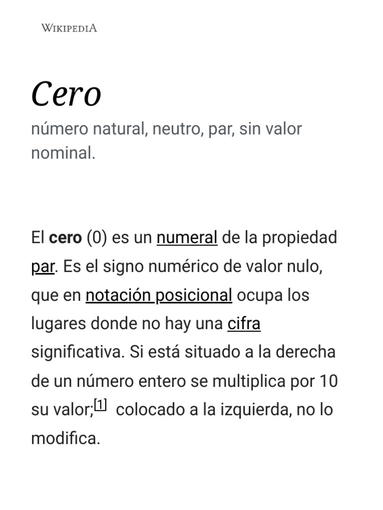 Cero - Wikipedia, La Enciclopedia Libre | PDF | Números | División ...