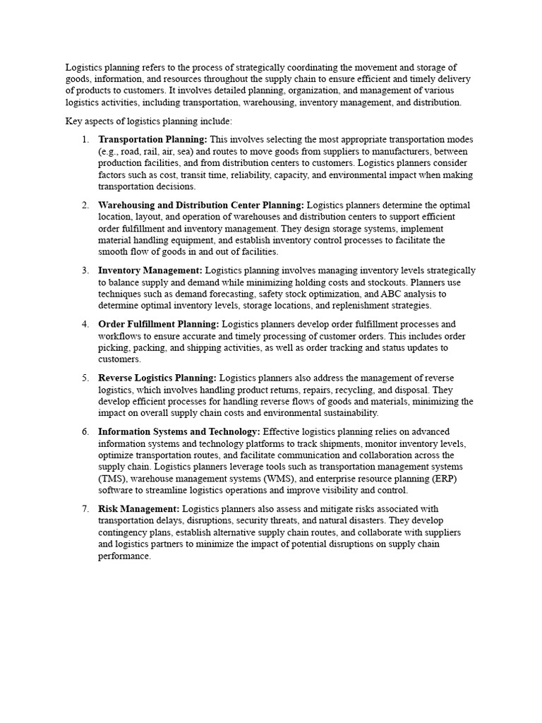 SCM Logistics Planning | PDF | Logistics | Supply Chain