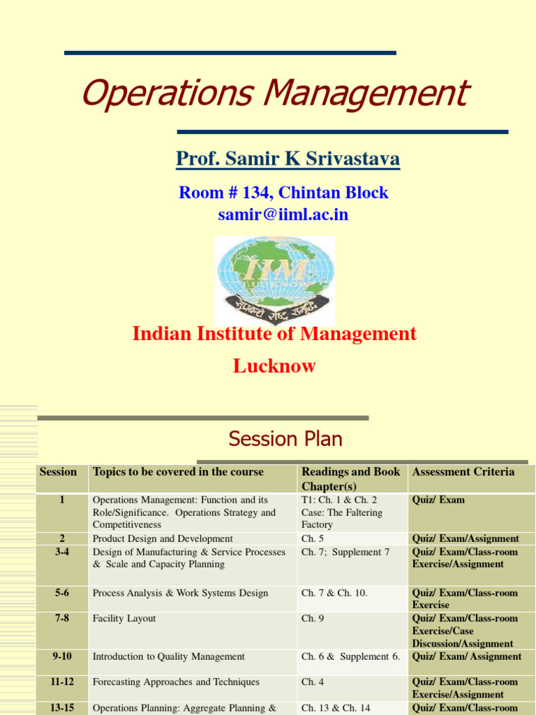 OM Session 1 | PDF | Operations Management | Goods