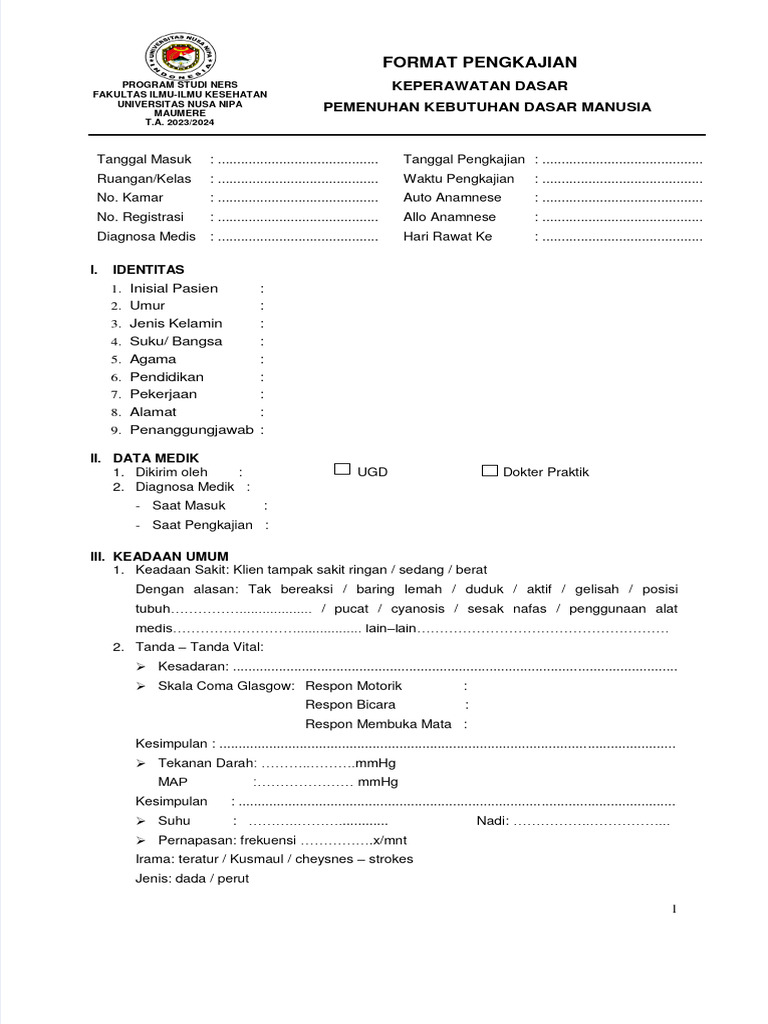 Pengkajian Keperawatan Haemoserous | PDF